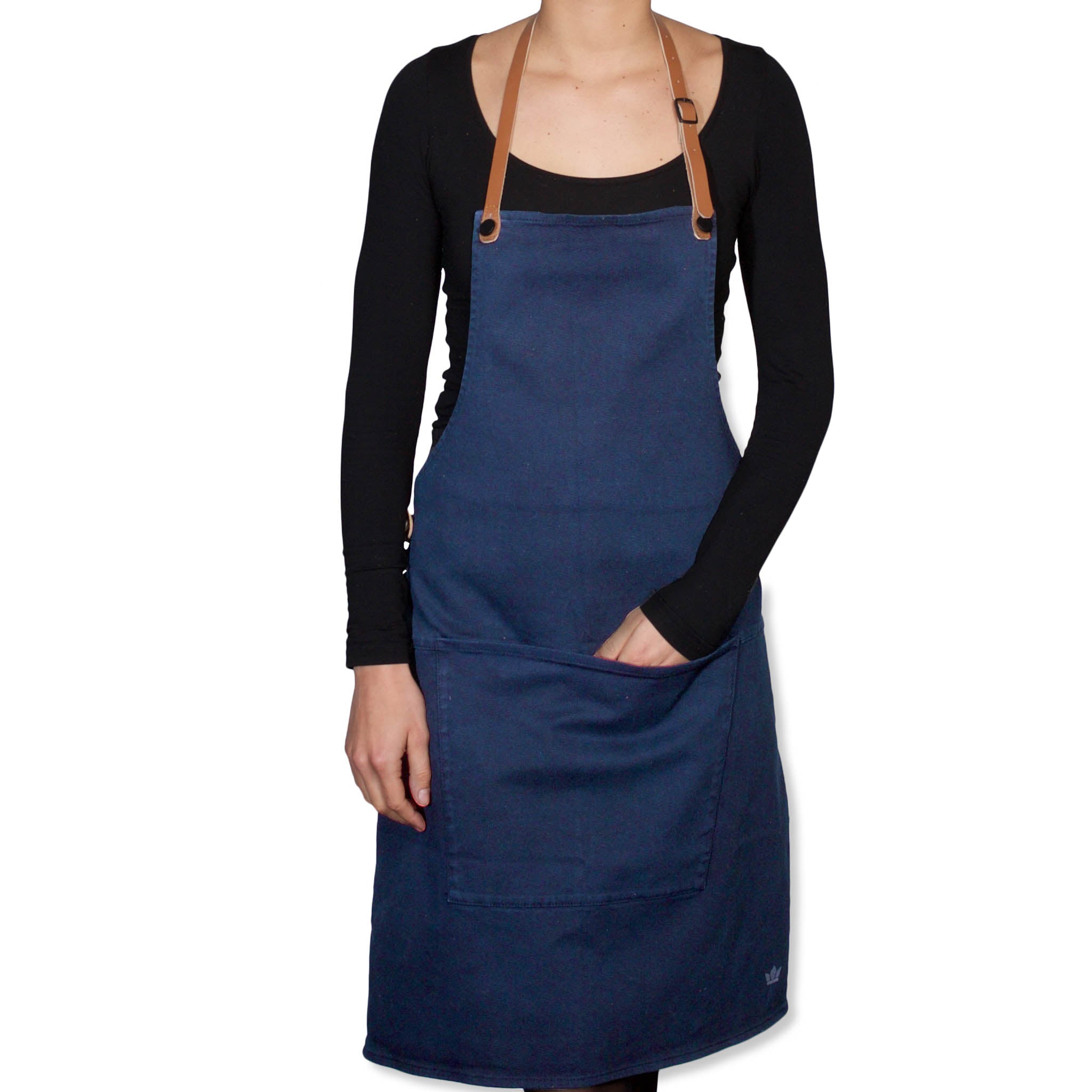 Dutch Deluxes Canvas BBQ Apron in Dark Blue - Buy online today at Sous Chef UK