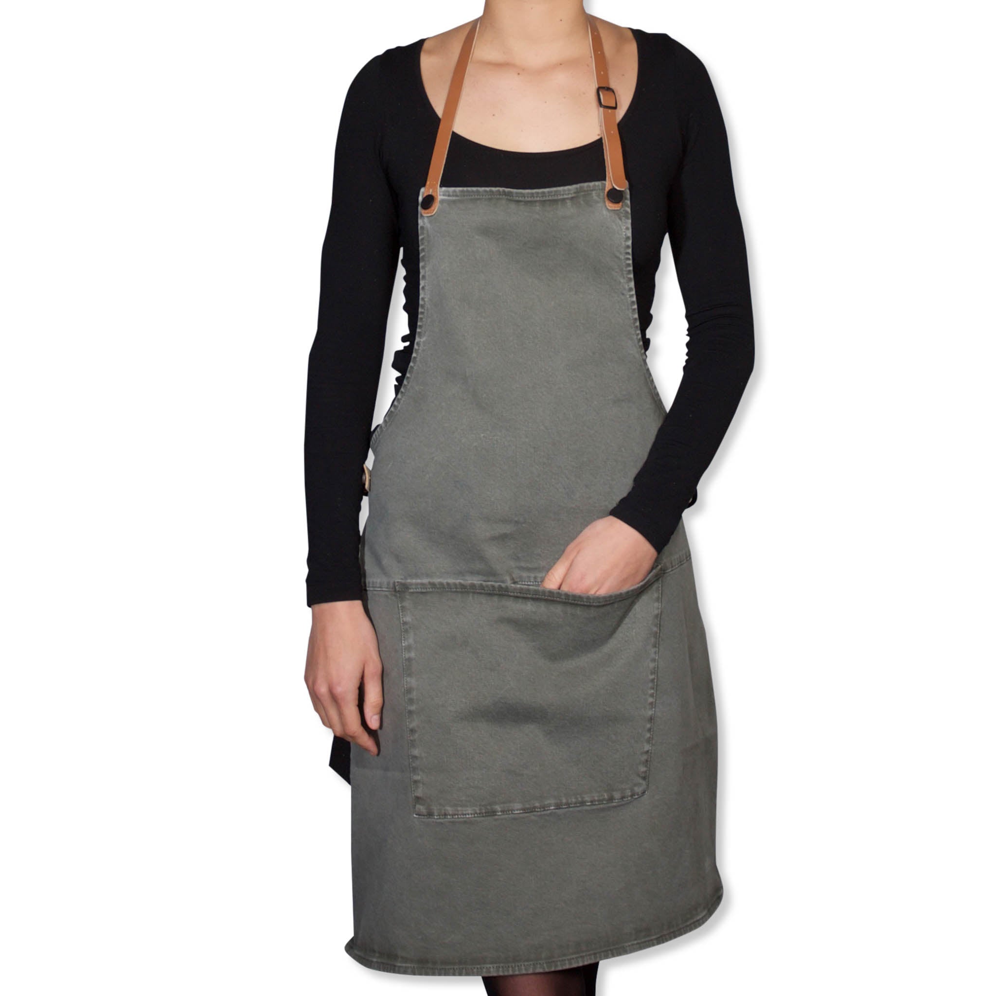 Dutch Deluxes Canvas BBQ Apron in Grey-Green - Buy online today at Sous Chef UK