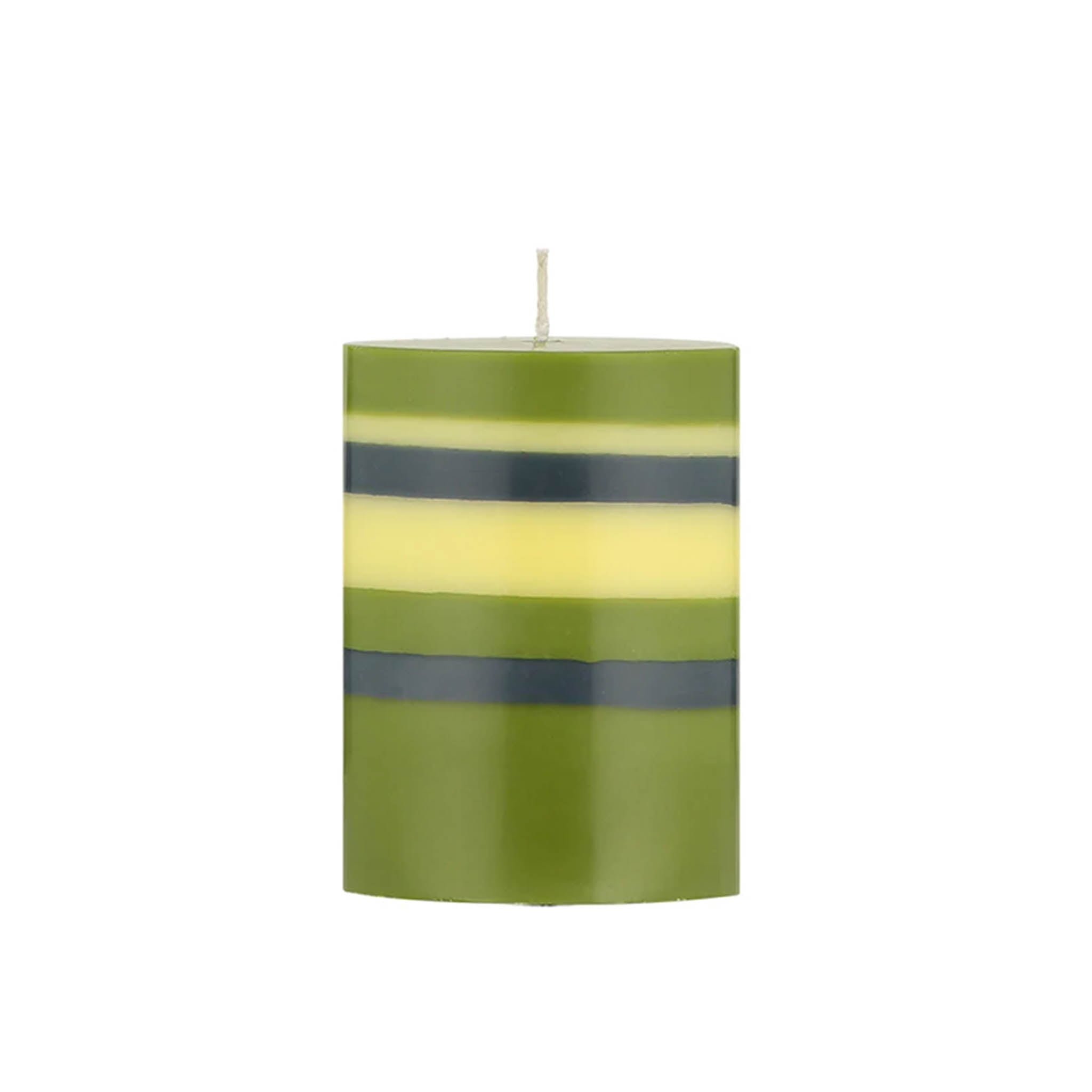Striped Pillar Candle, Olive & Navy, 10cm | Buy online UK – Sous Chef UK