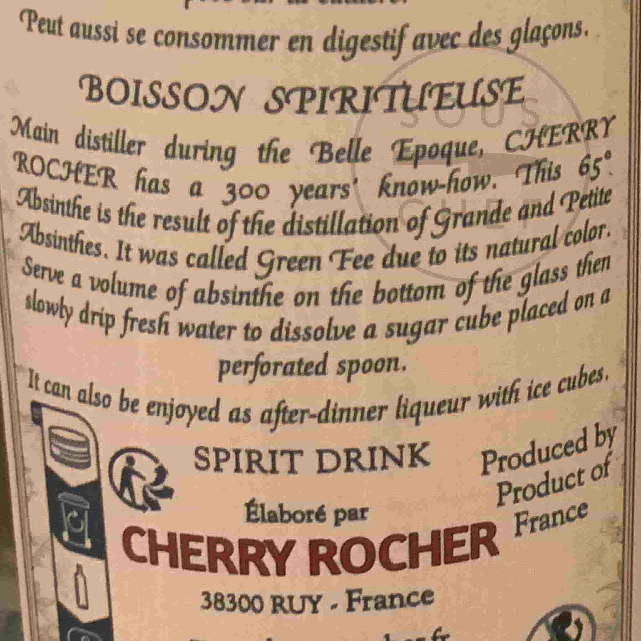 Cherry Rocher Green Absinthe Grand Or 65%, 350ml | Buy online UK – Sous ...