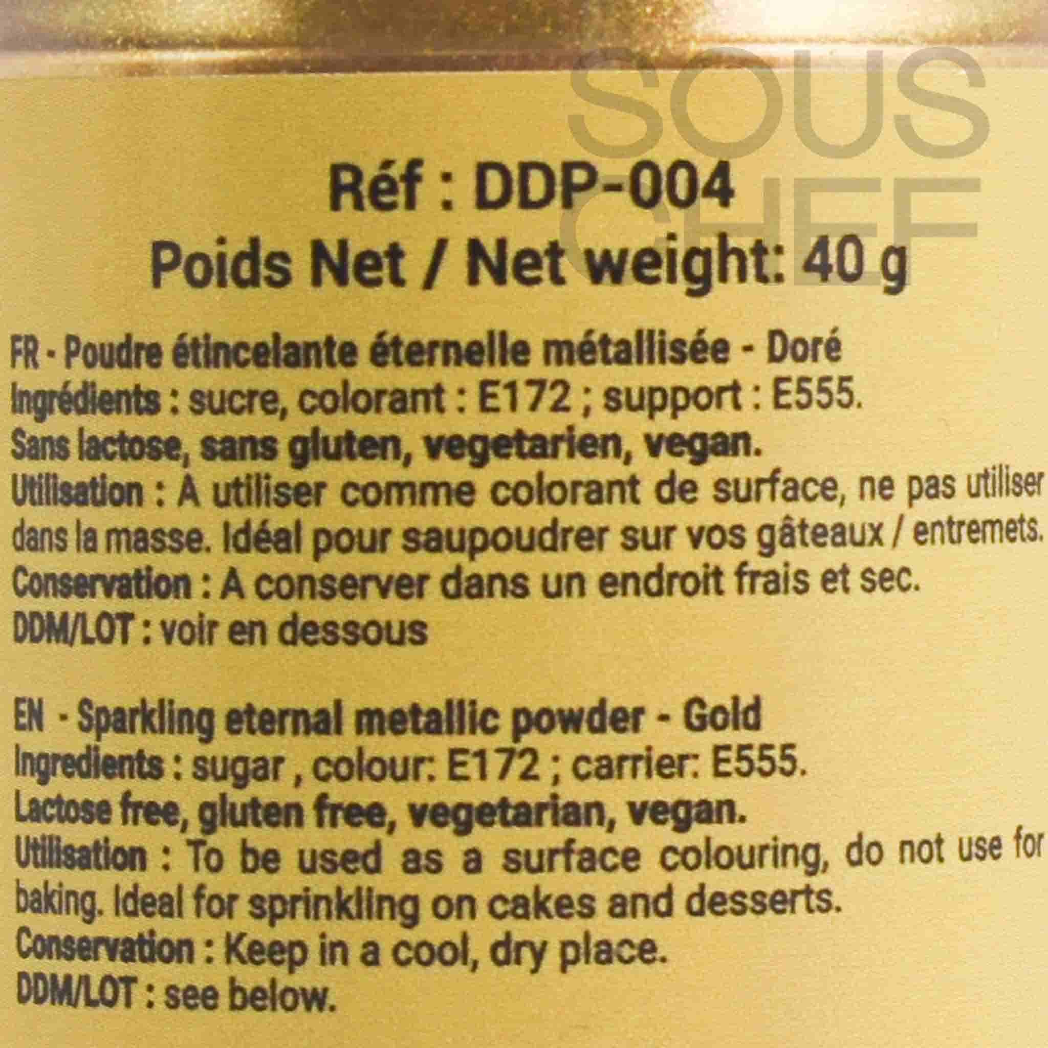 Deco Relief Gold Sparkling Metallic Powder, 40g | Buy online UK – Sous ...