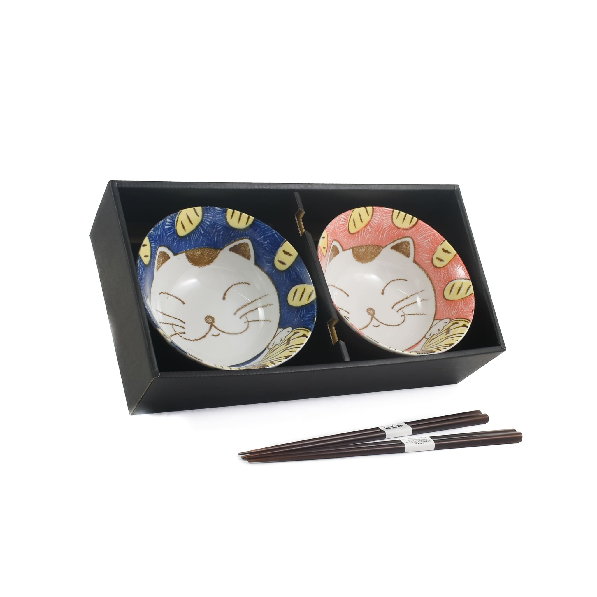 Set of 2 Lucky Cat Rice Bowls with Chopsticks | Buy online UK – Sous ...