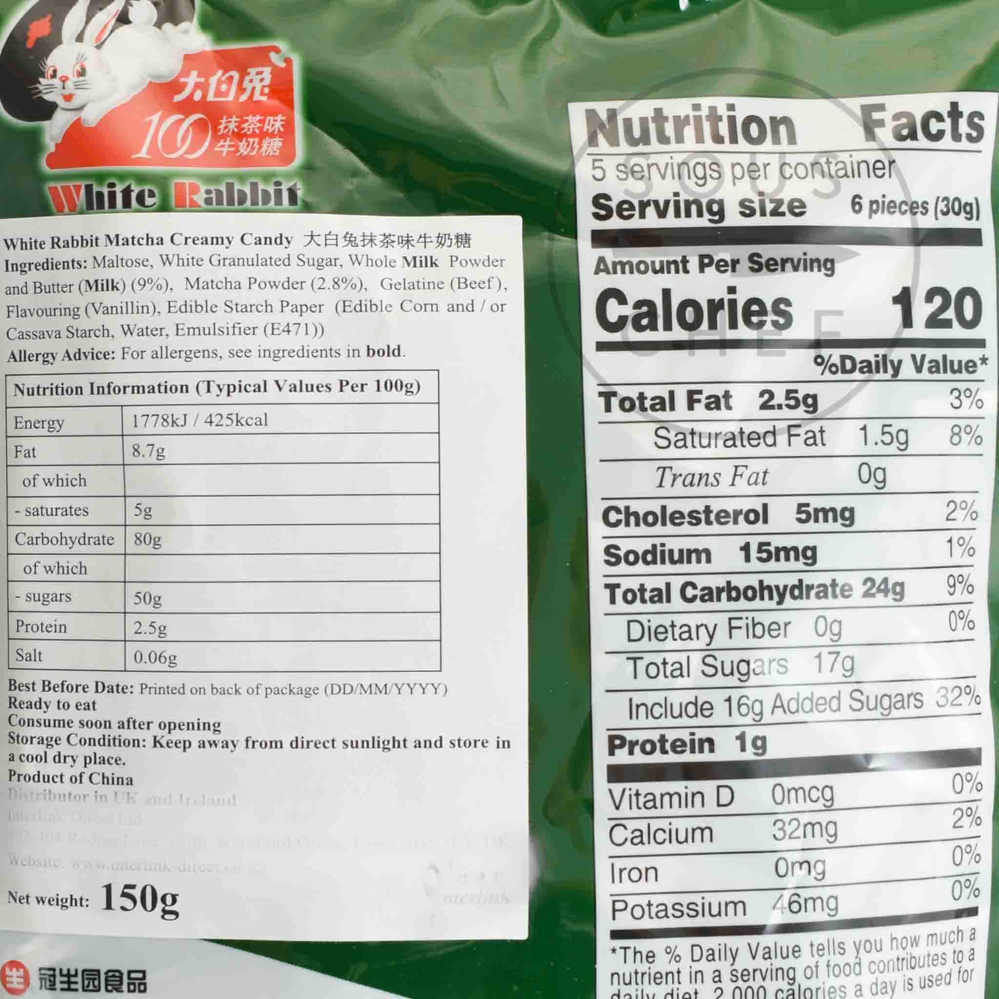 White Rabbit Matcha Creamy Candy, 200g | Buy online UK – Sous Chef UK