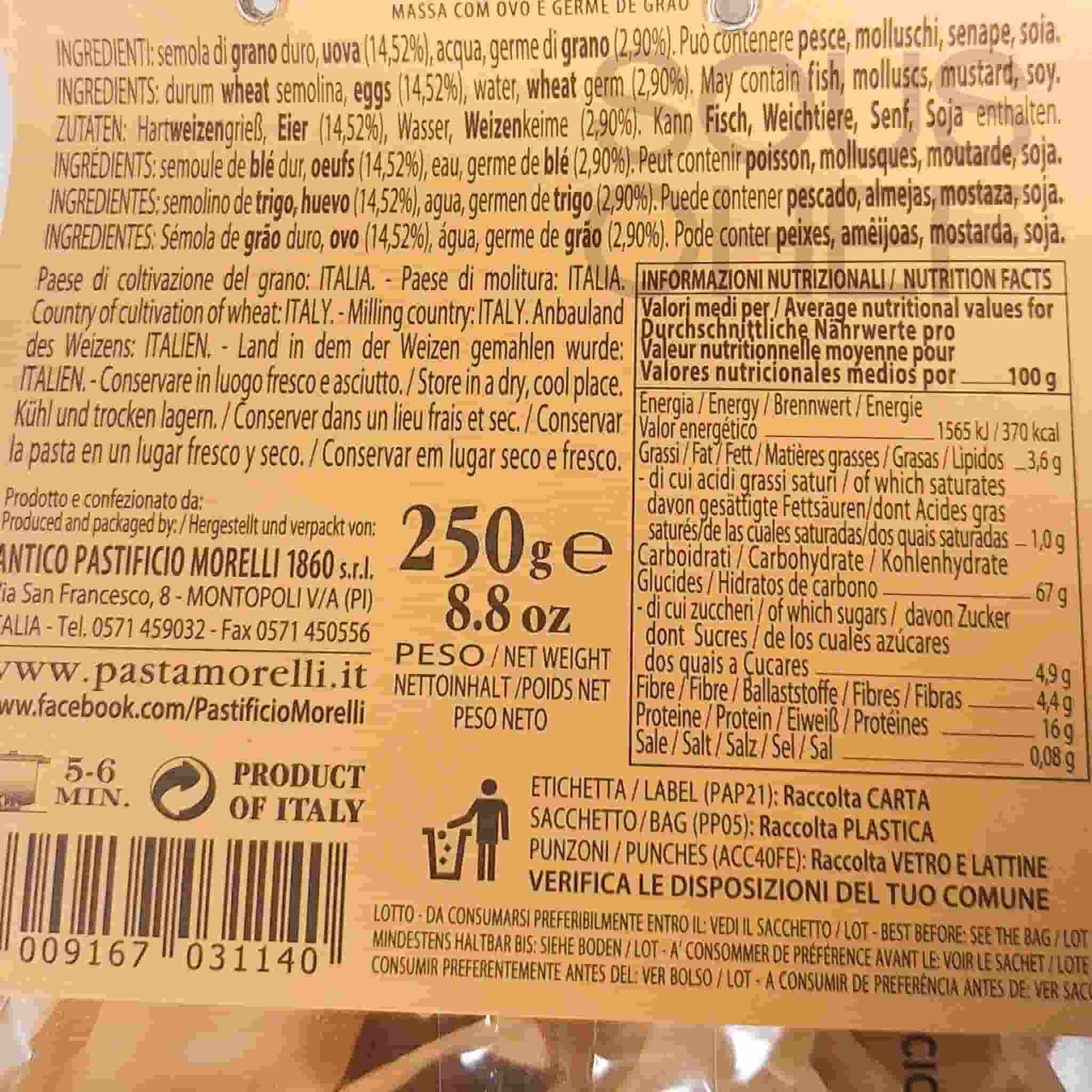 Morelli Straccetti Eggs Pasta, 250g | Buy online UK – Sous Chef UK