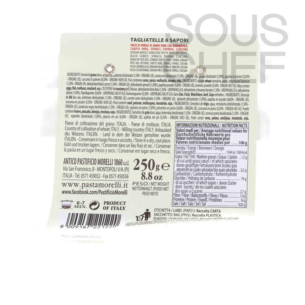 Morelli 6 Flavours Tagliatelle Multicolour Pasta, 250g | Buy online UK ...