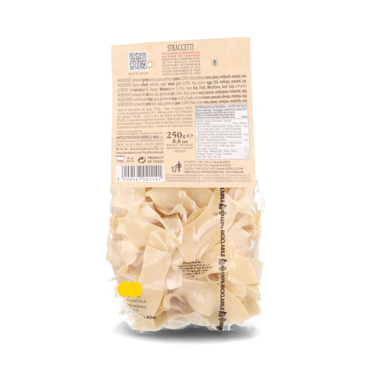 Morelli Straccetti Pasta with Wheat Germ, 250g | Buy online UK – Sous ...