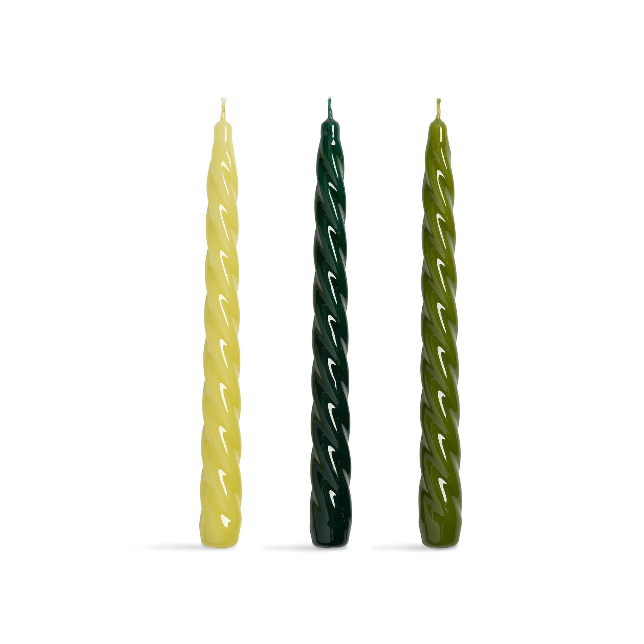 Set of 3 Green Twisted Candles | Buy online UK – Sous Chef UK