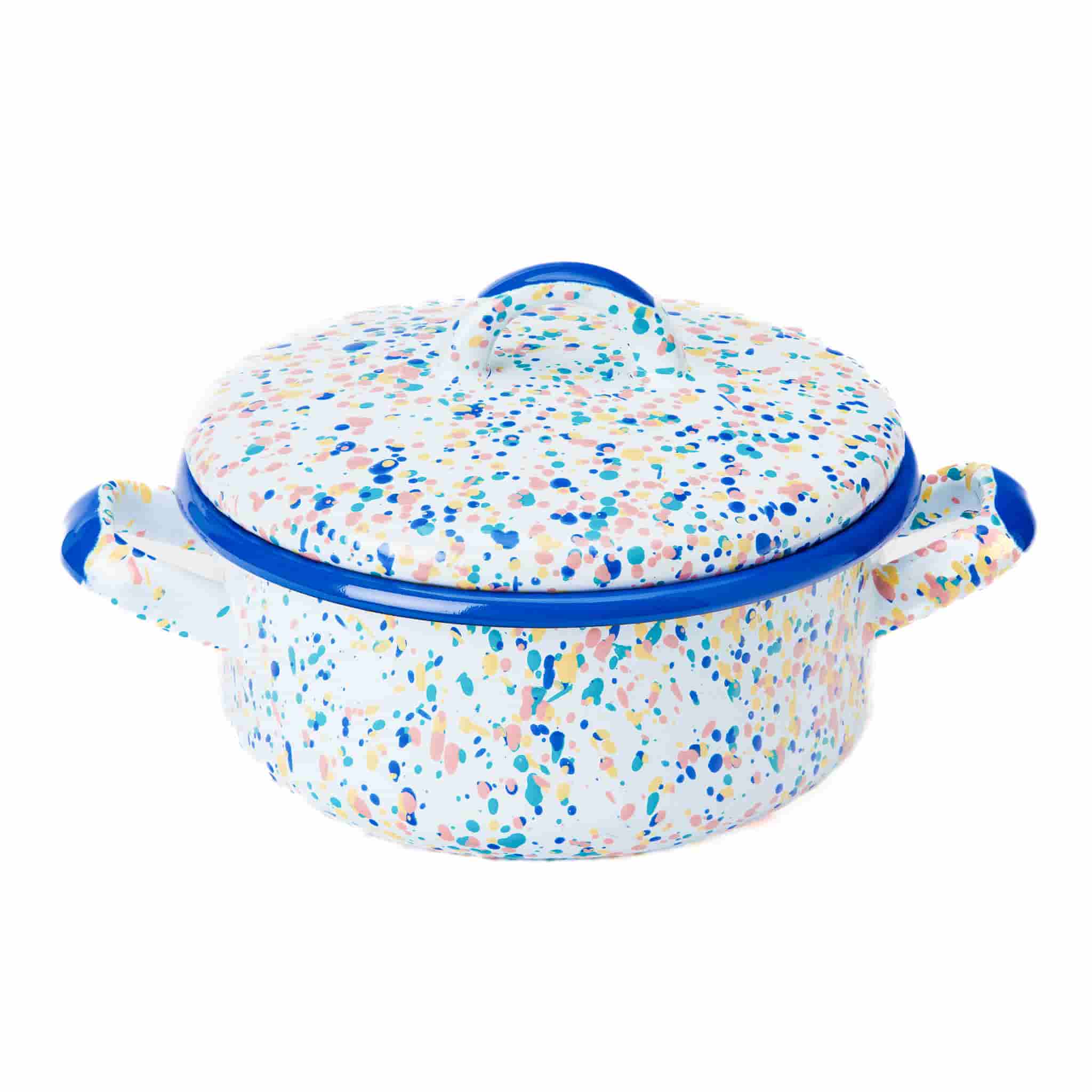 Blue Dot Enamel Casserole with Lid, 18cm | Buy online UK – Sous Chef UK