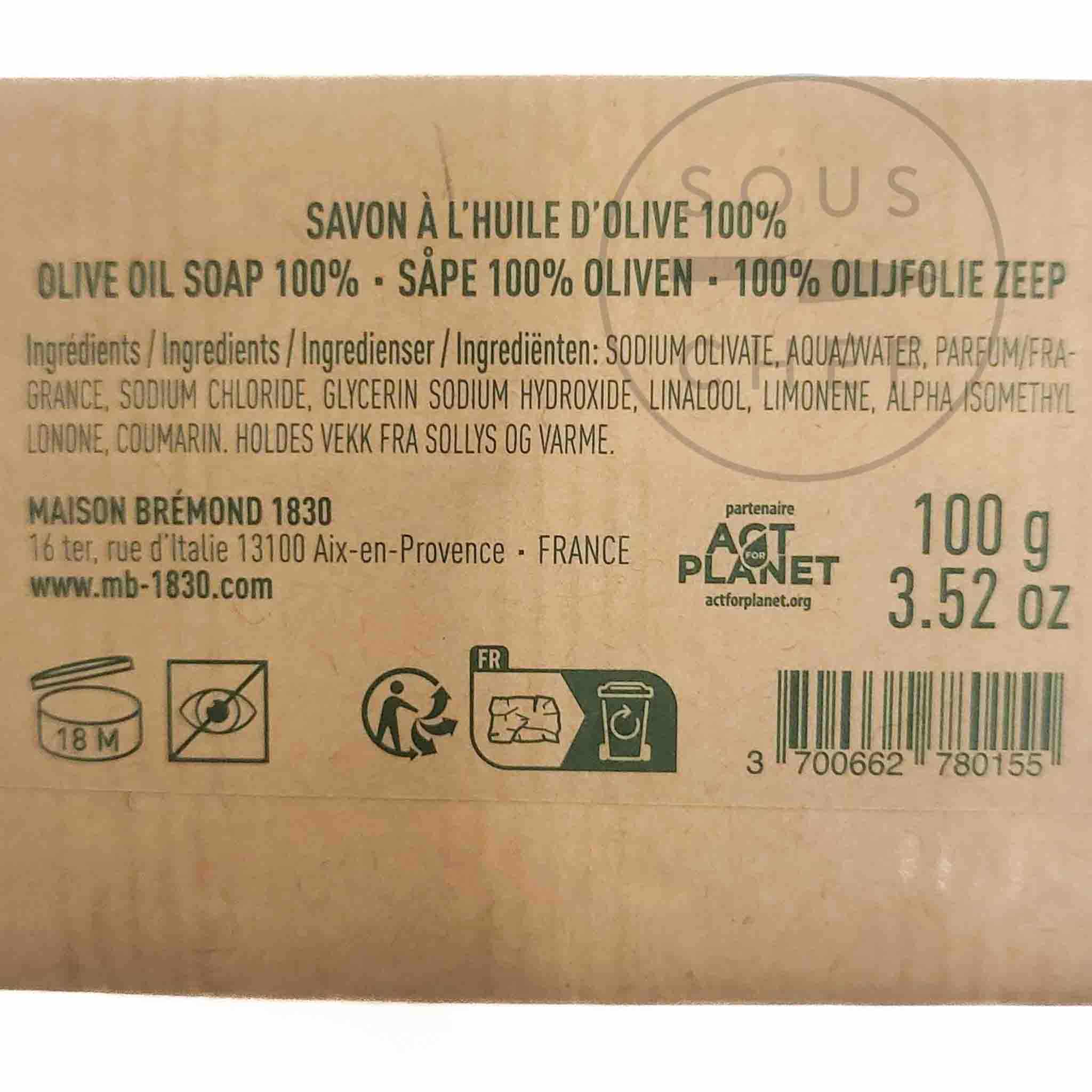 Maison Bremond Olive Oil Soap, 100g | Buy online UK – Sous Chef UK