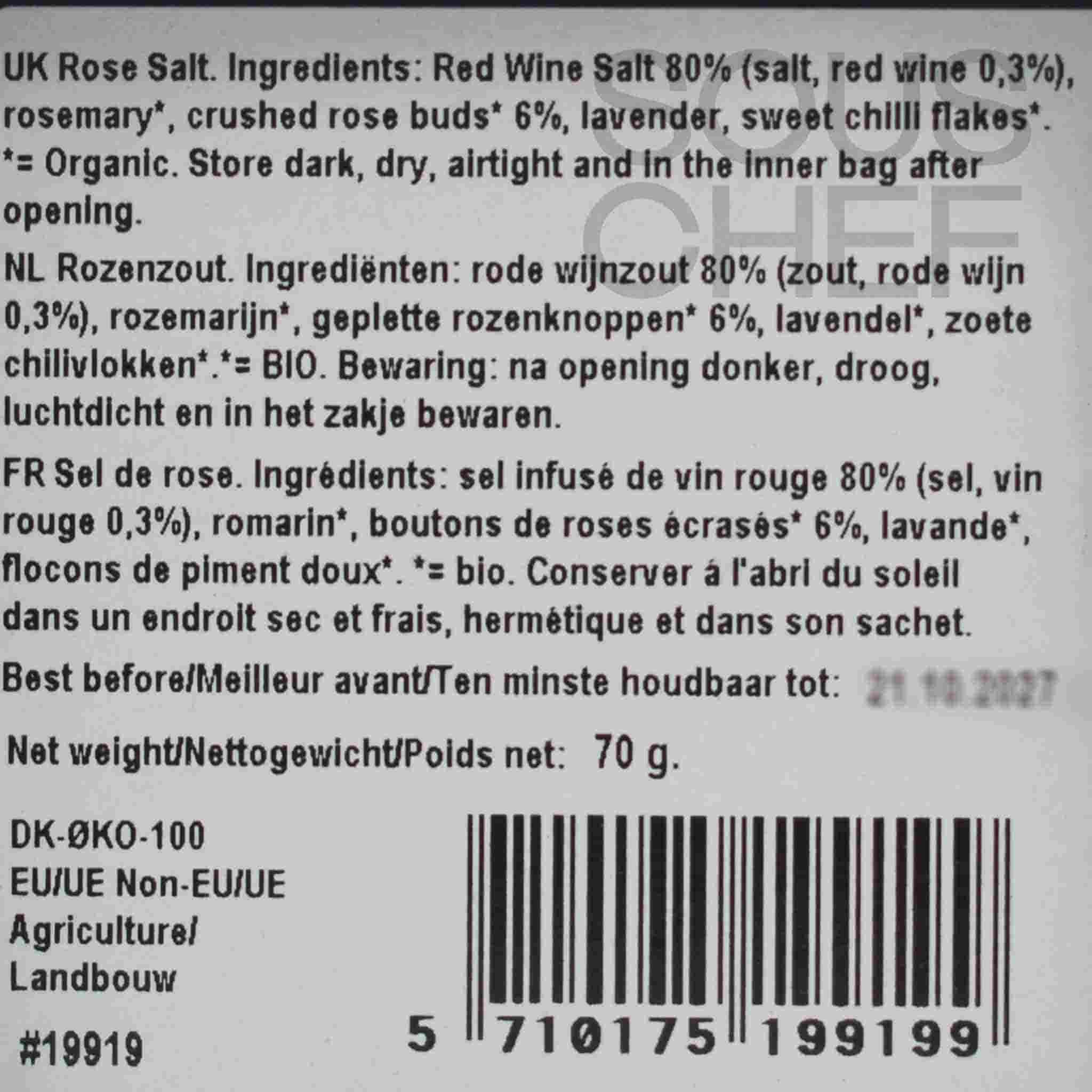 Mill & Mortar Rose Salt, 70g | Buy online UK – Sous Chef UK