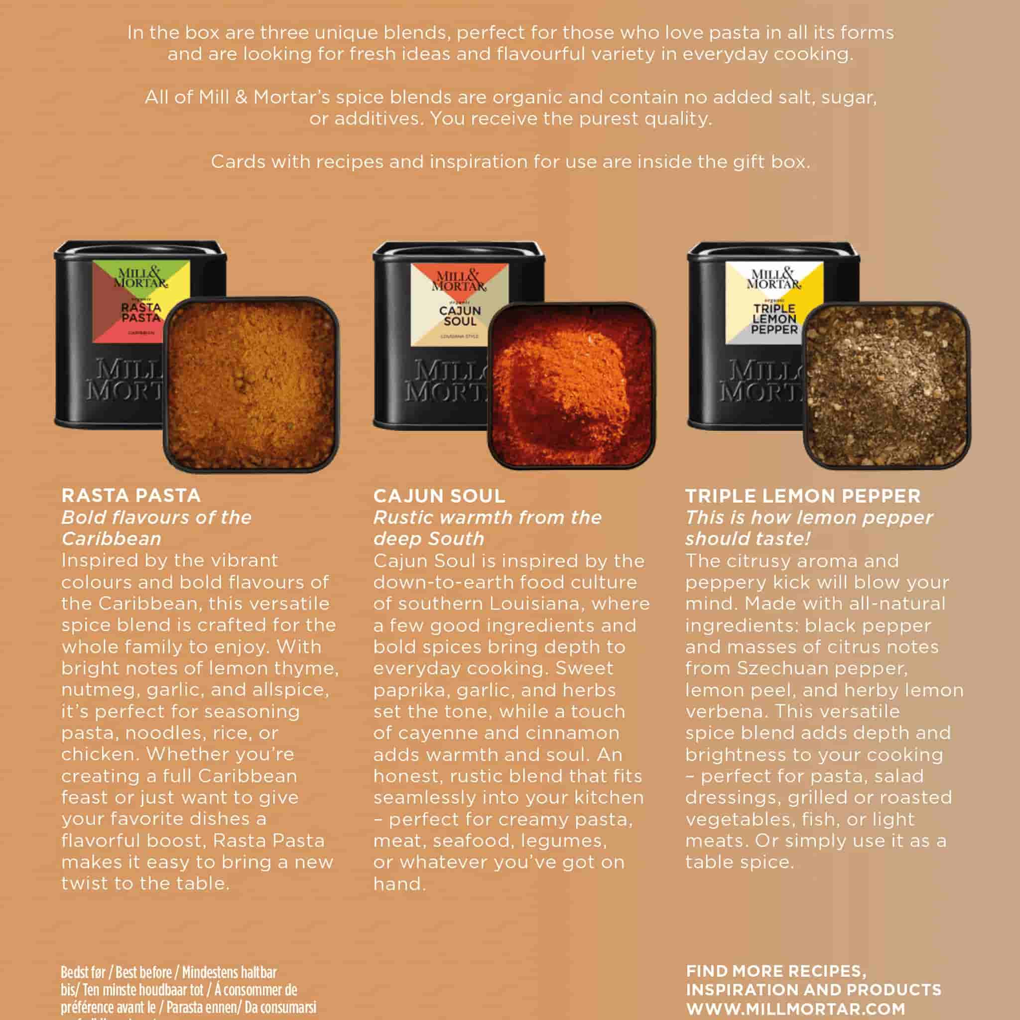 Mill & Mortar Organic Pasta Passion Spice Blends Gift Set | Buy online ...