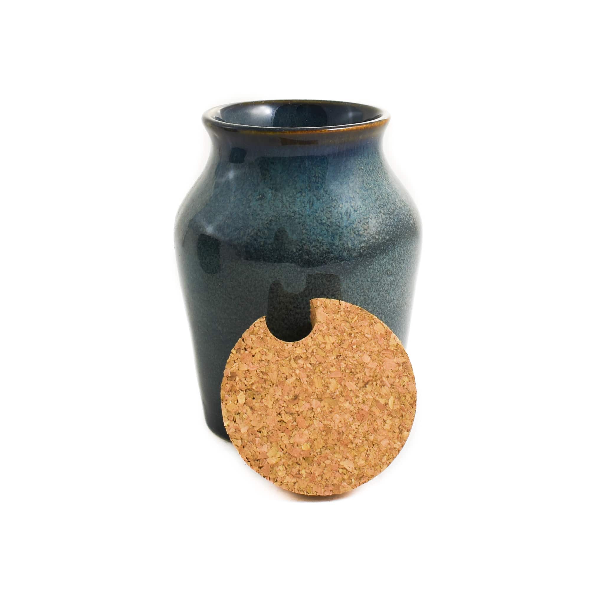 Blue Glaze Salt Pot with Cork Lid (mustard pot) | Buy online UK – Sous ...