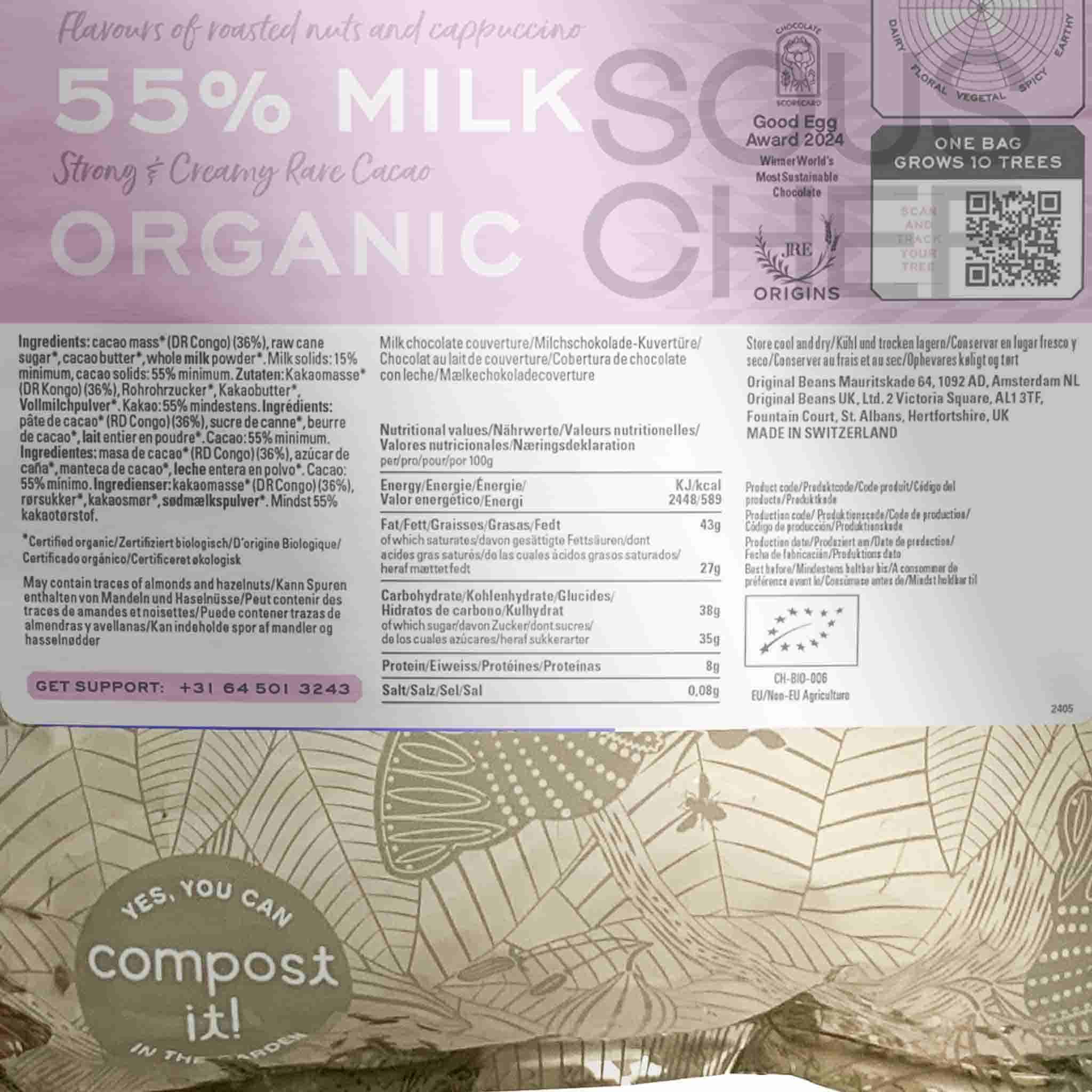 Original Benas 55% Femmes de Virunga Dark Milk Couverture Chocolate ...