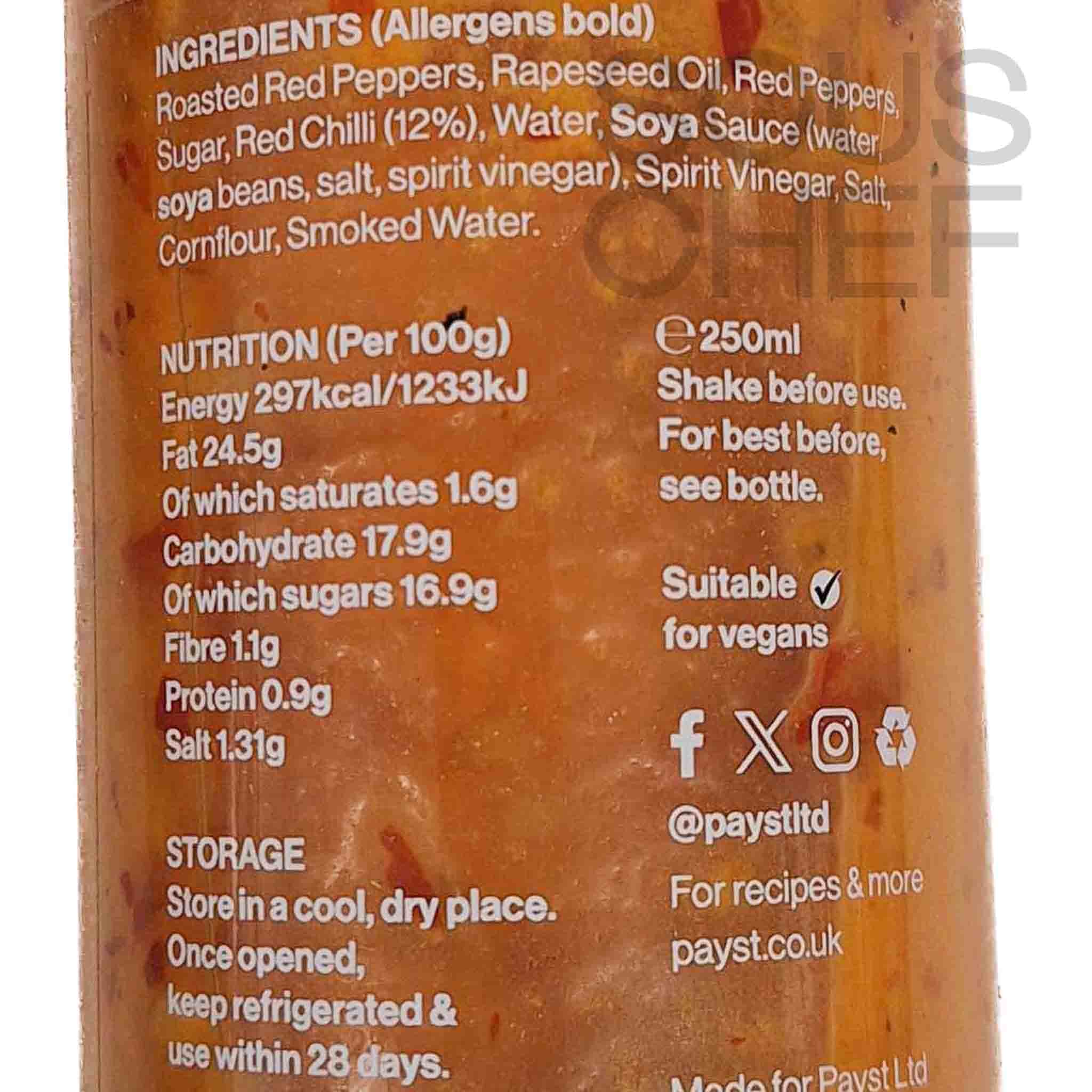 Payst Burnt Chilli Sauce, 250ml | Buy online UK – Sous Chef UK