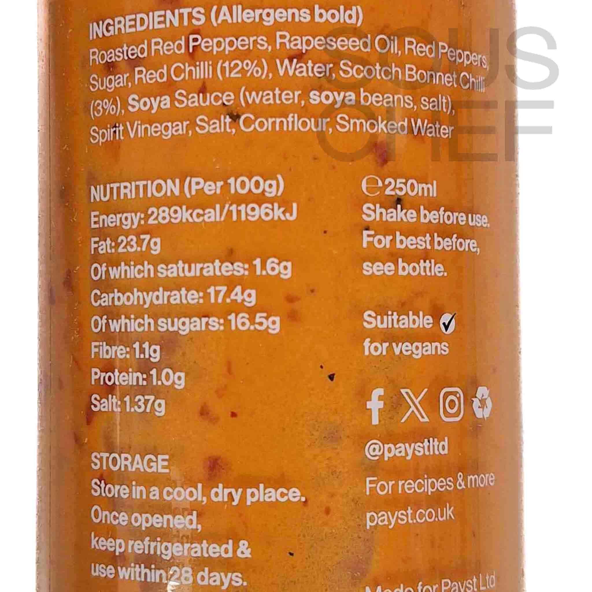 Payst Spicy Burnt Chilli Sauce, 250ml | Buy online UK – Sous Chef UK