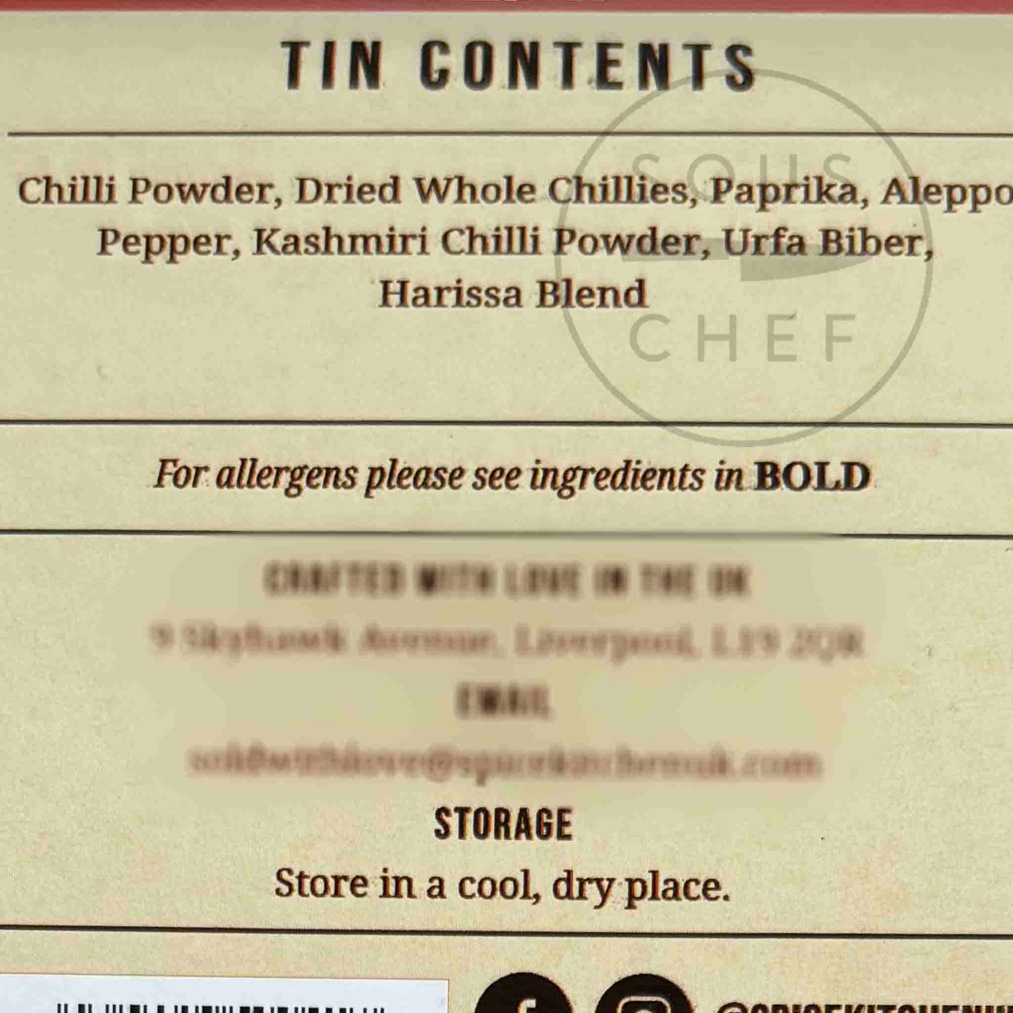 Spice Kitchen Chilli Spice Tin | Buy online UK – Sous Chef UK