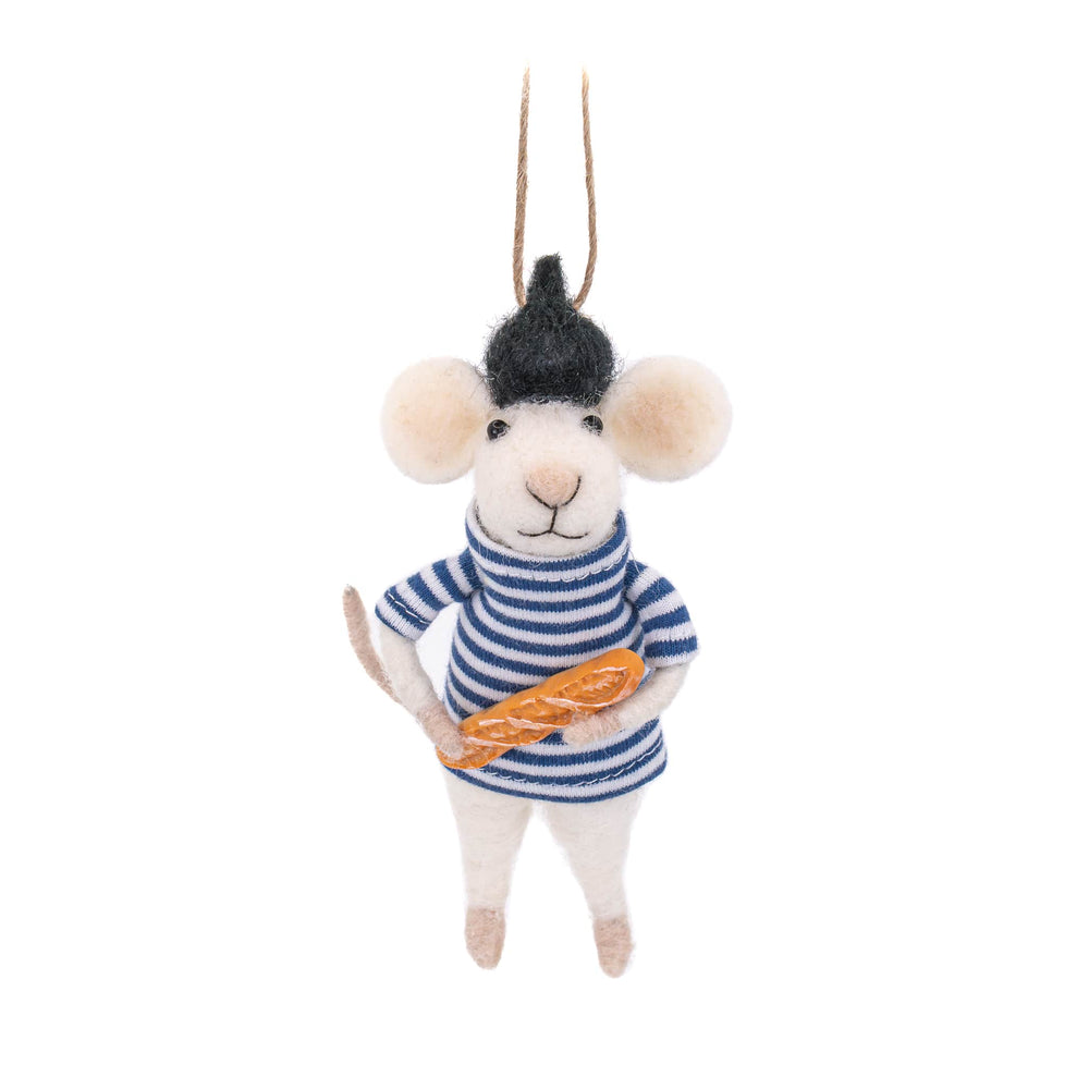 Felt French Mouse with Baguette Tree Decoration | Buy online UK – Sous ...