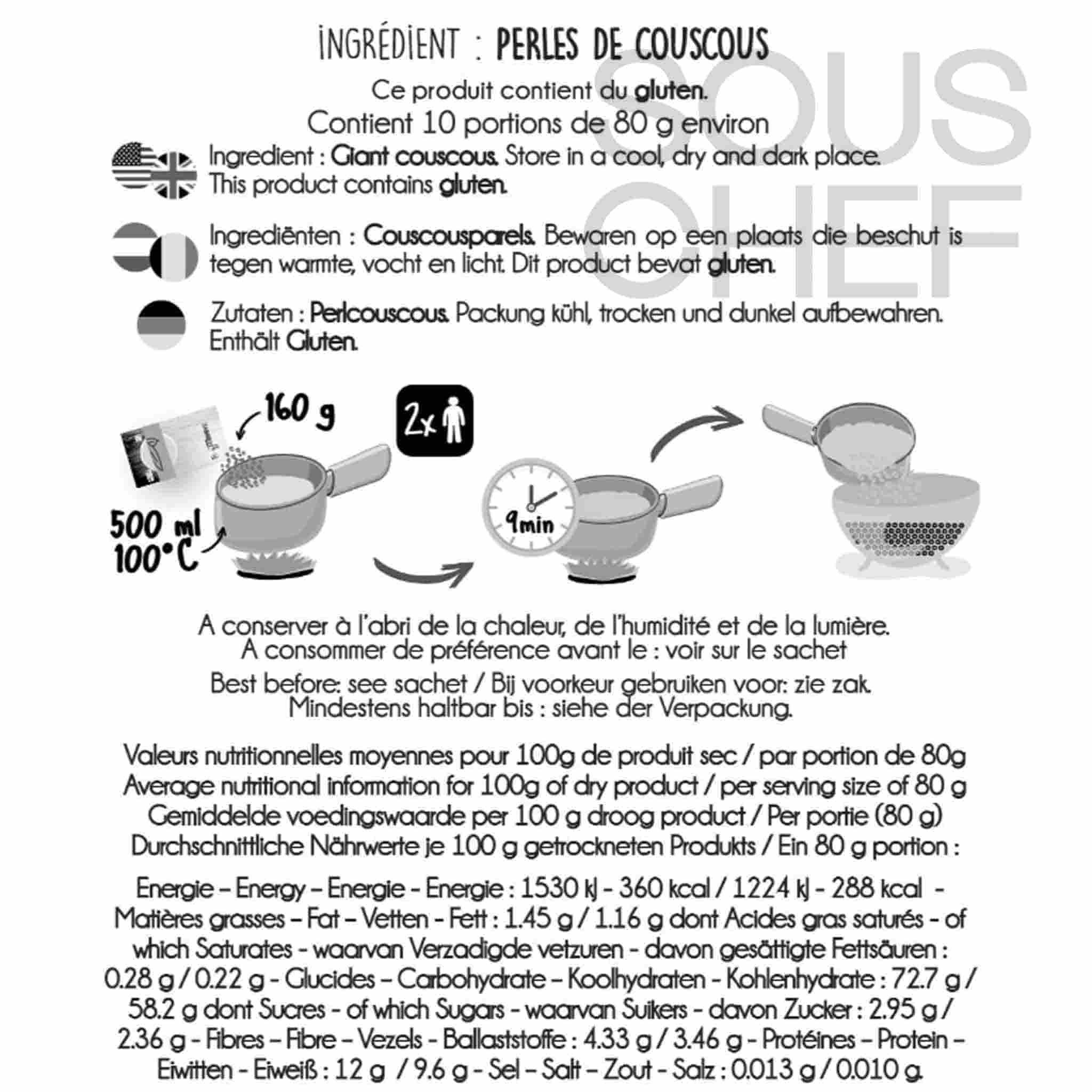 Sabarot Giant Couscous Pearls, 800g | Buy online UK – Sous Chef UK