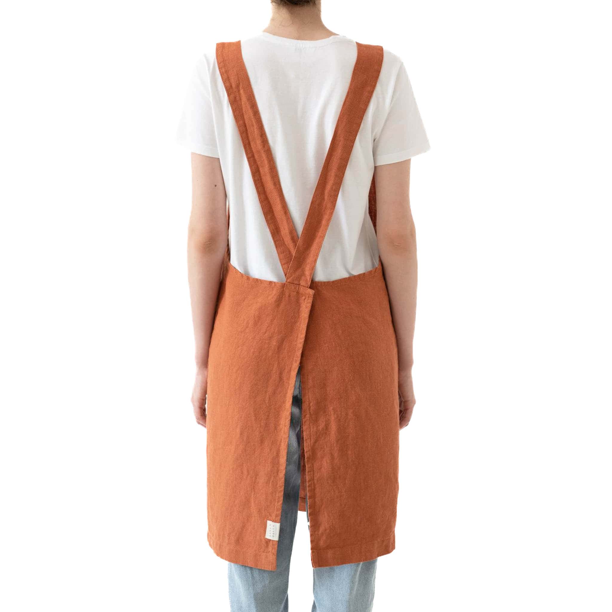 Rust Crossback Linen Apron | Buy online UK – Sous Chef UK