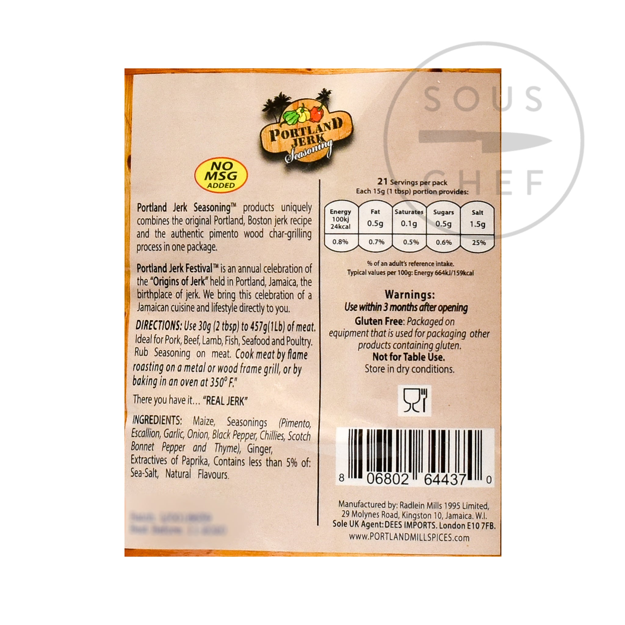 The Original Portland Jerk Seasoning | Buy Online | Sous Chef UK