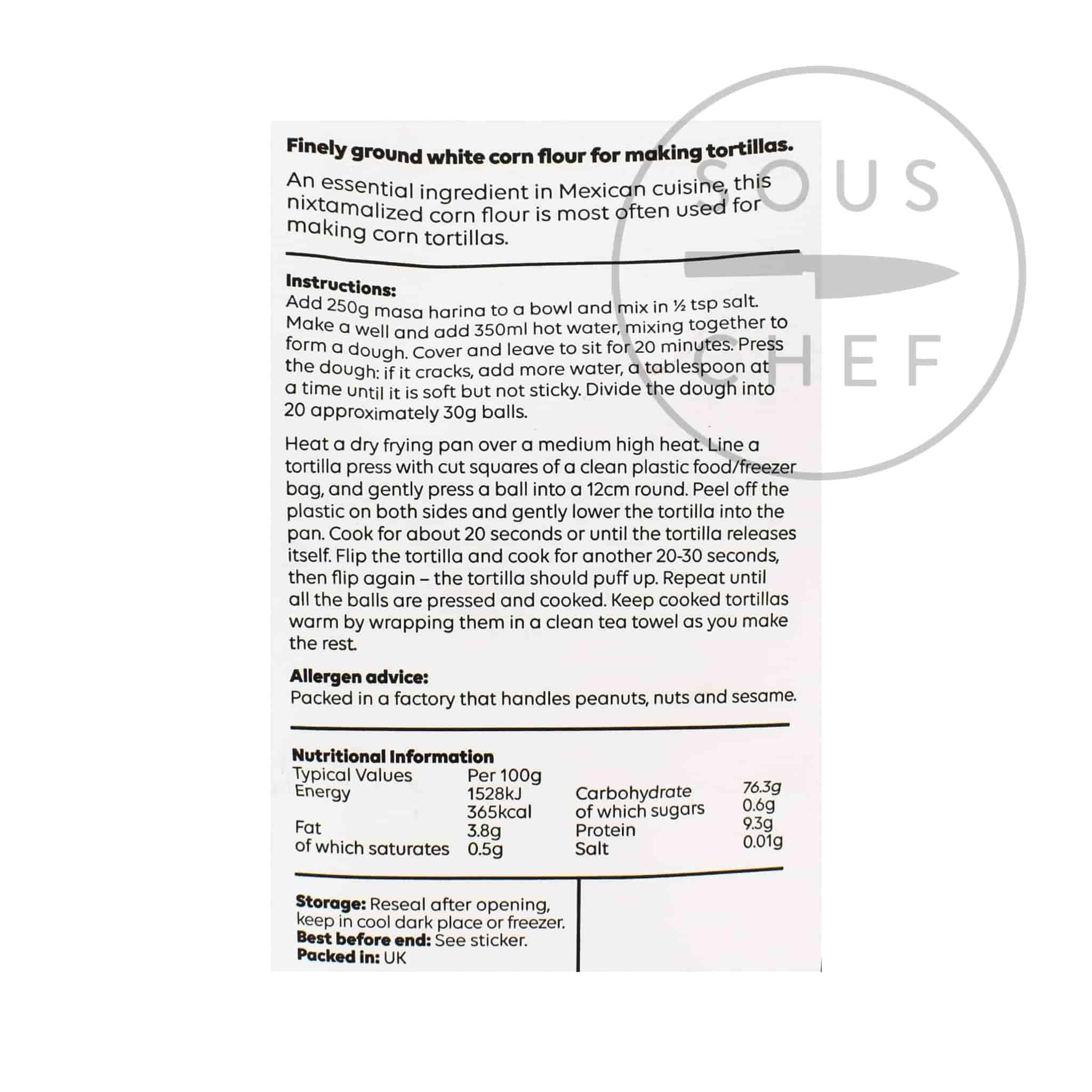 Cool Chile Co White Masa Harina 500g | Buy online UK – Sous Chef UK