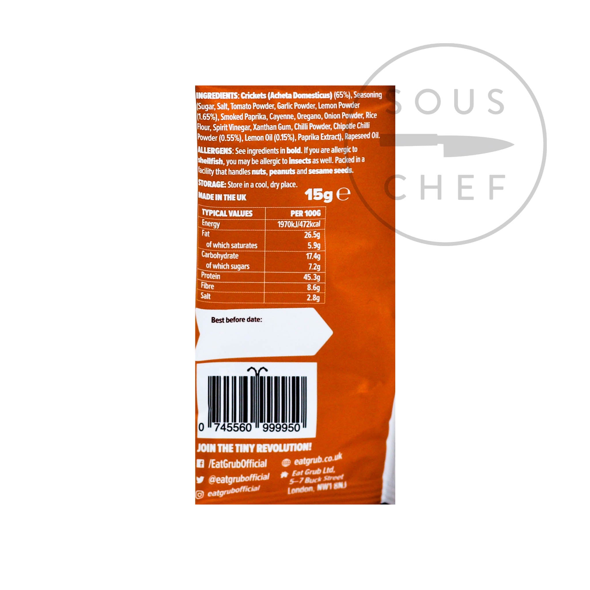 Peri Peri Crunchy Roasted Crickets | Buy Online | Sous Chef UK