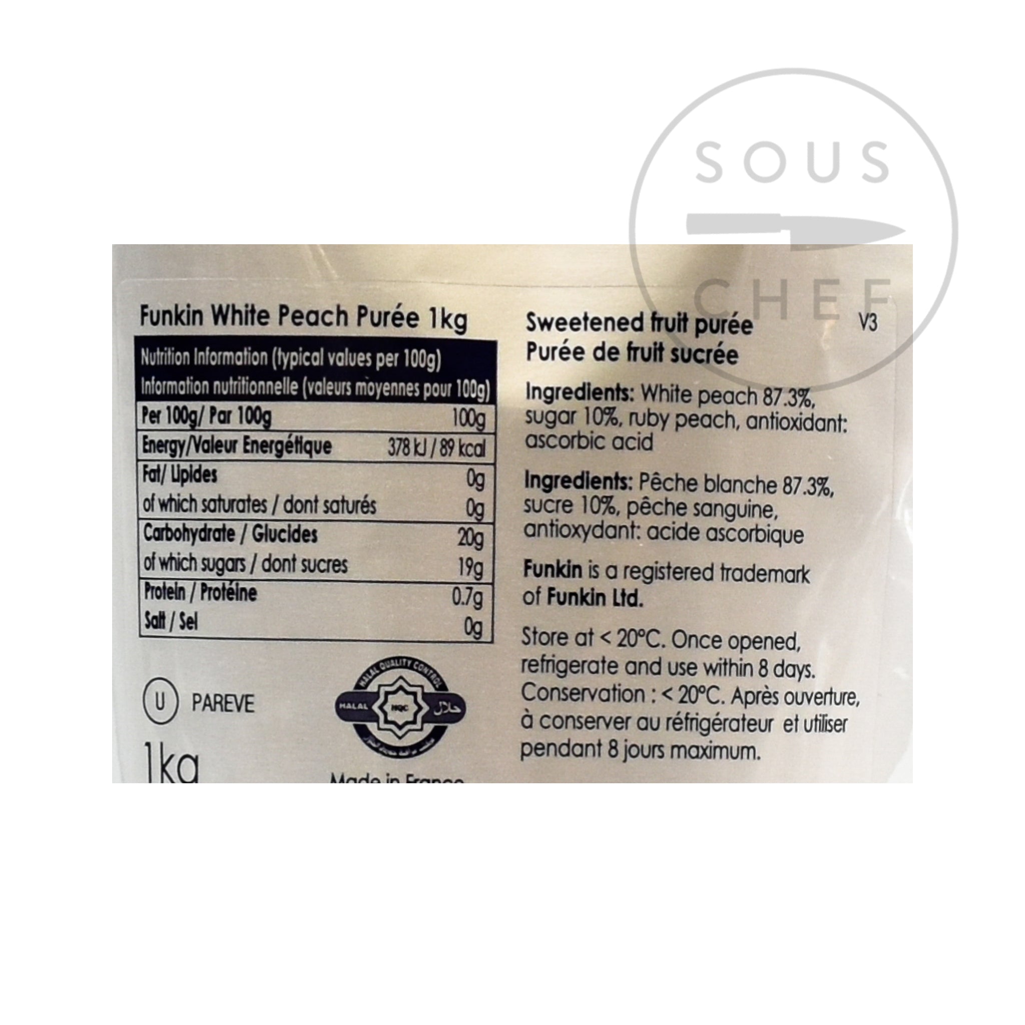 Peach Puree - Funkin White Peach | Buy Online | Sous Chef UK