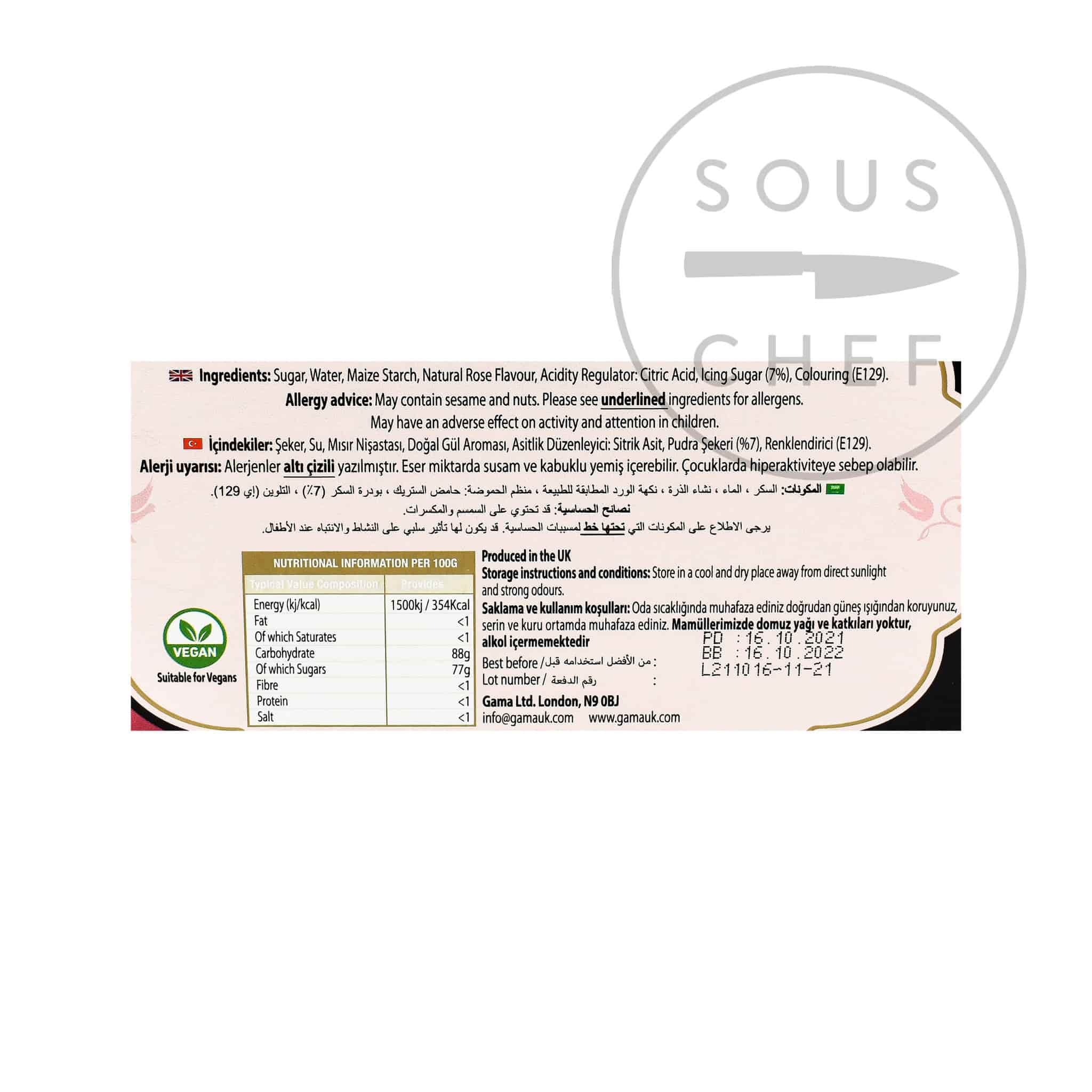 Rose Turkish Delight | Buy Online | Sous Chef UK