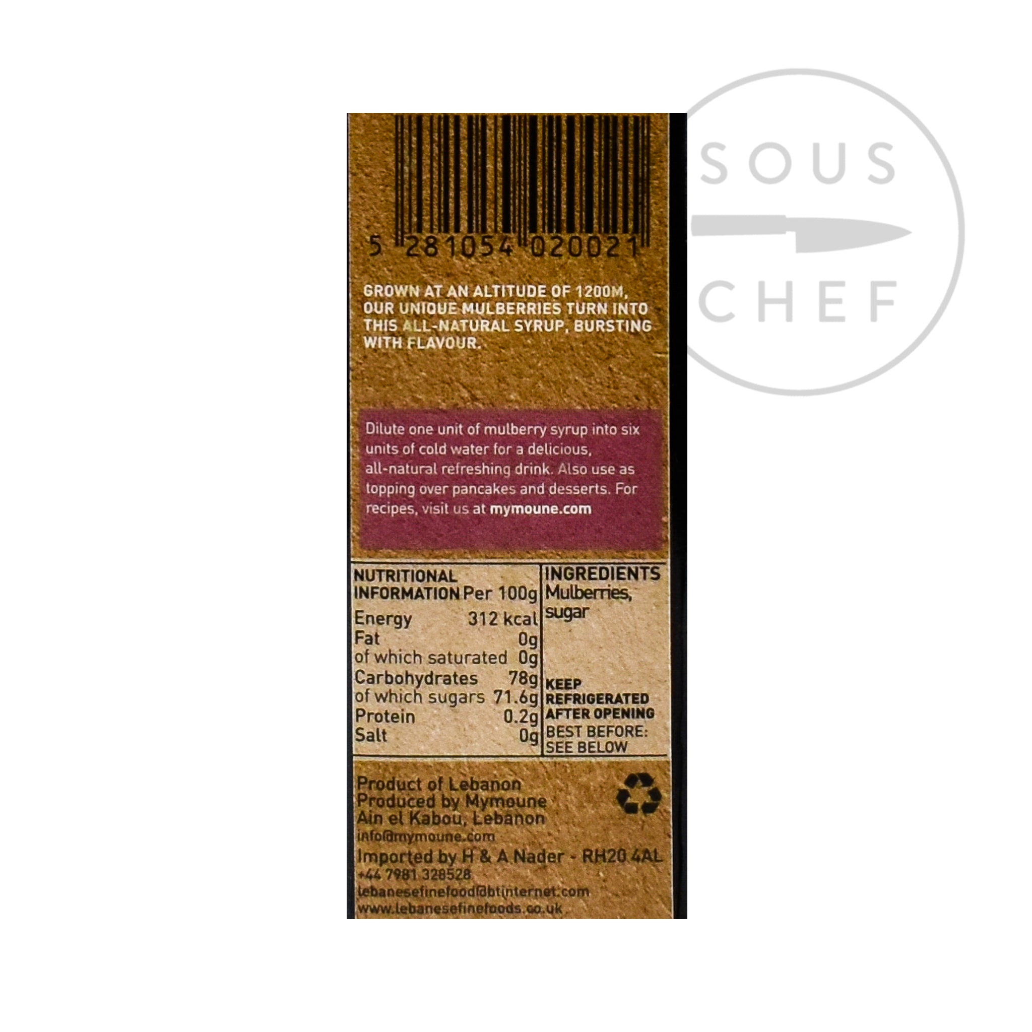 Mymoune Mulberry Syrup | Buy Online | Sous Chef UK