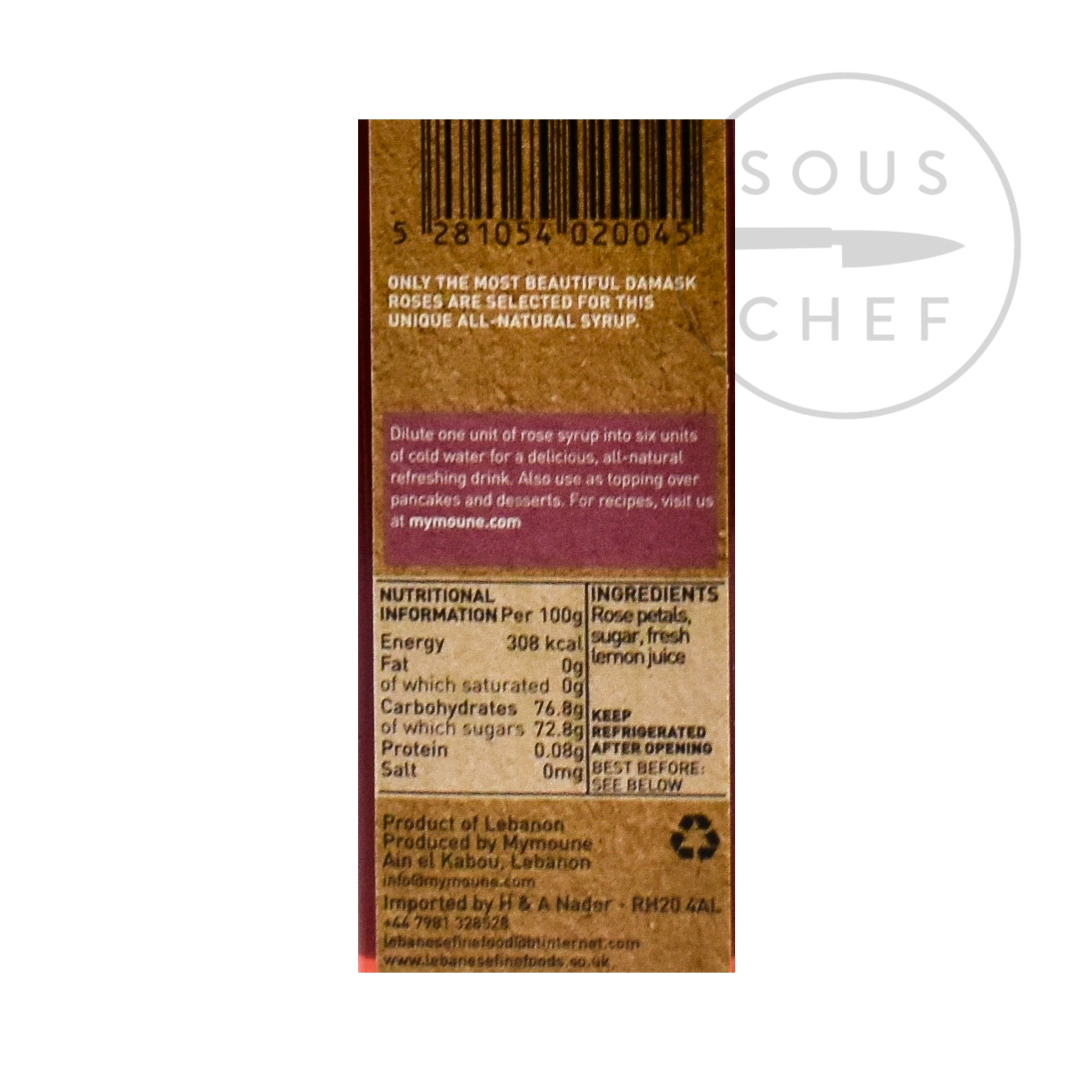 Mymoune Rose Syrup | Buy Online | Sous Chef UK