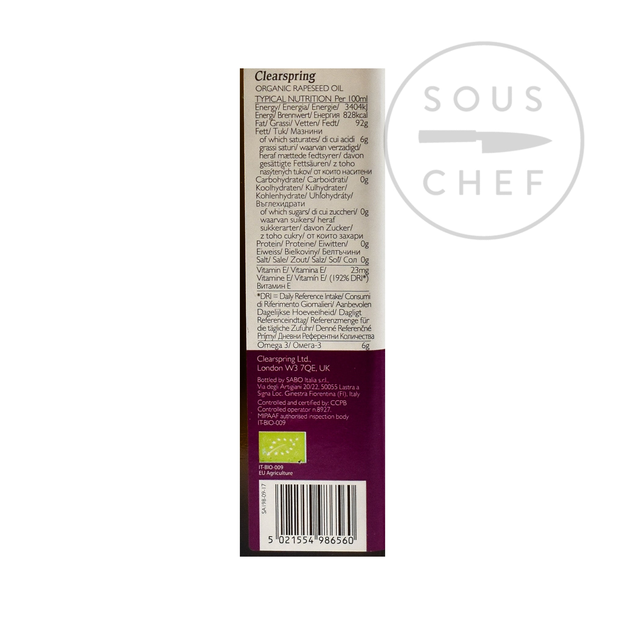 Clearspring Organic Rapeseed Oil | Buy Online | Sous Chef UK