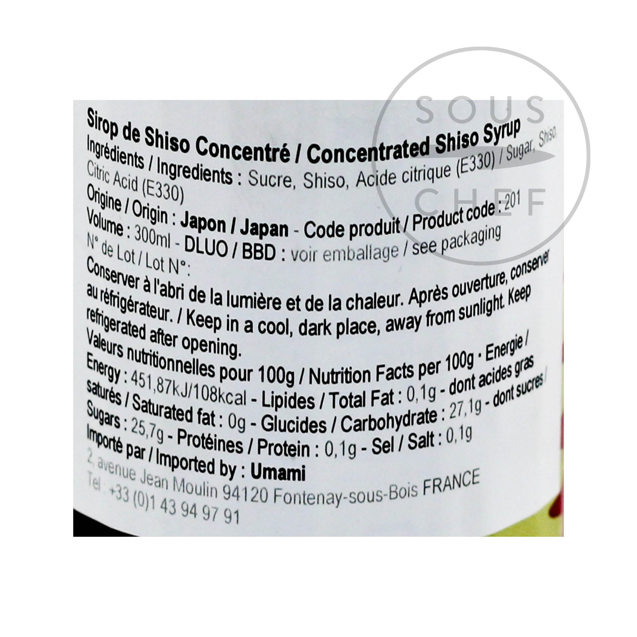 Concentrated Shiso Syrup 300ml | Buy online at Sous Chef UK