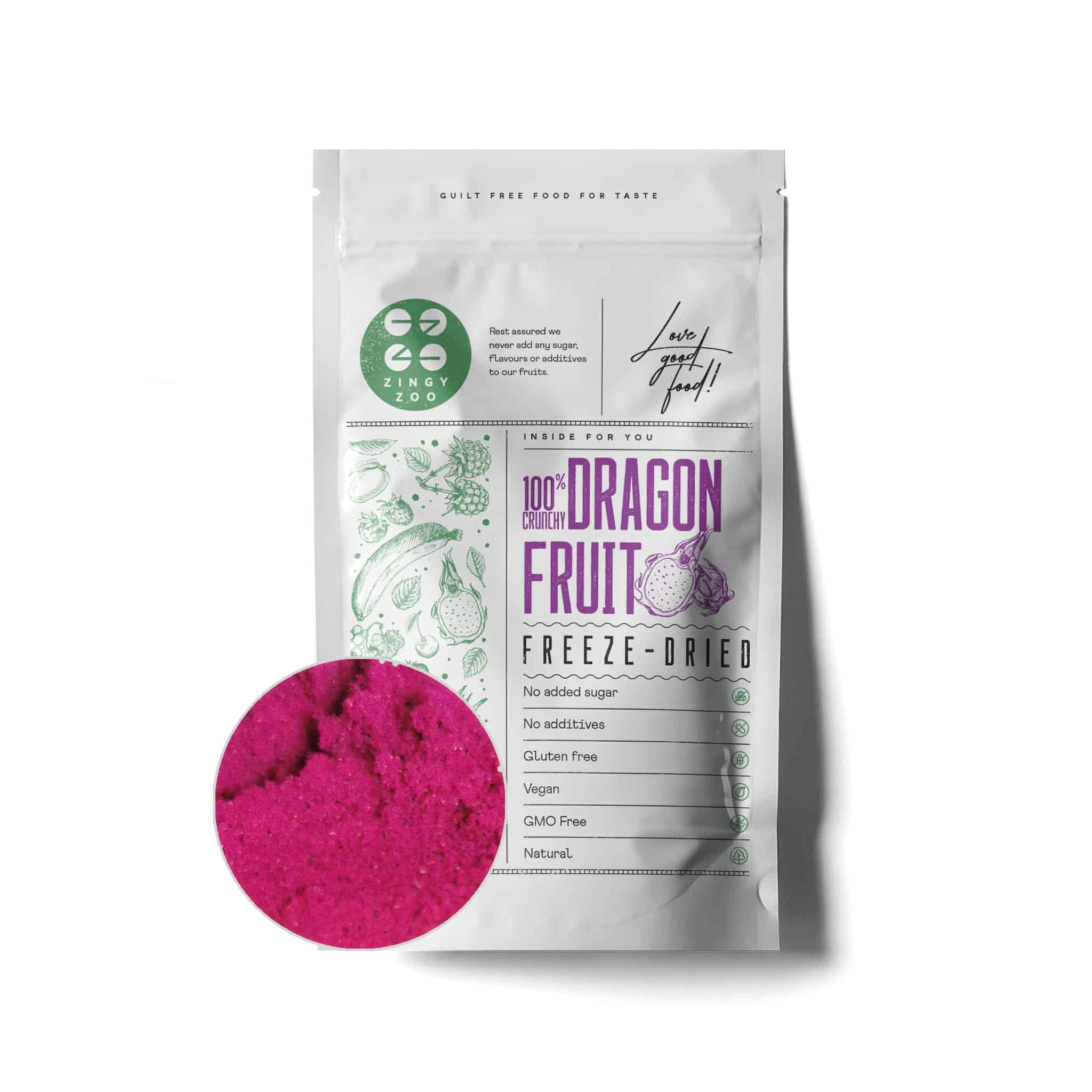 ZingyZoo Freeze Dried Dragon Fruit Powder 100g | Buy online UK – Sous ...
