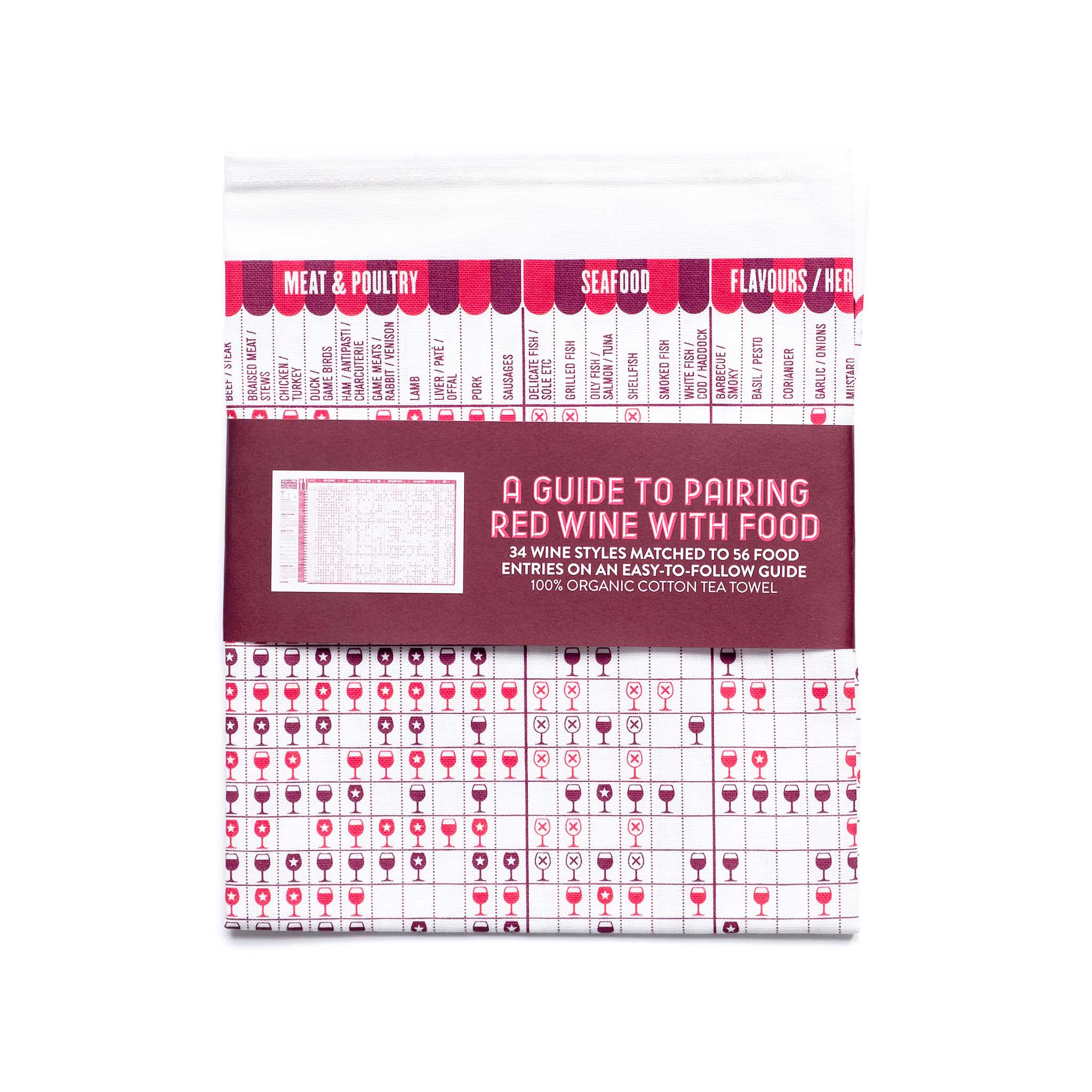 Stuart Gardiner Red Wine & Food Pairing Guide Tea Towel | Sous Chef UK